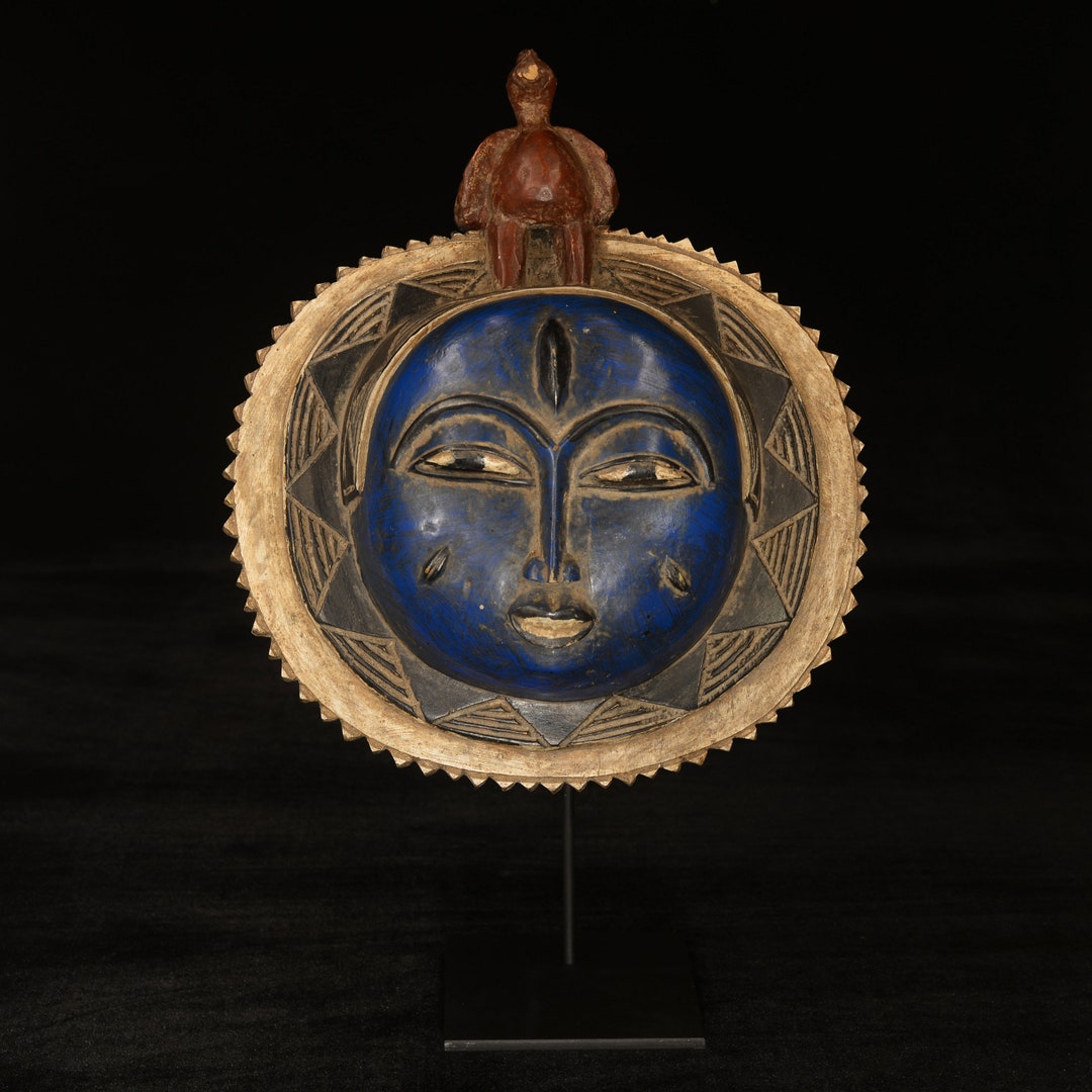African Baule Moon Mask 114 on Display Stand - Etsy