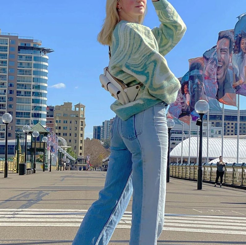 Y2K Swirl Wave Pattern Sweater Y2K Streetwear Vintage | Etsy