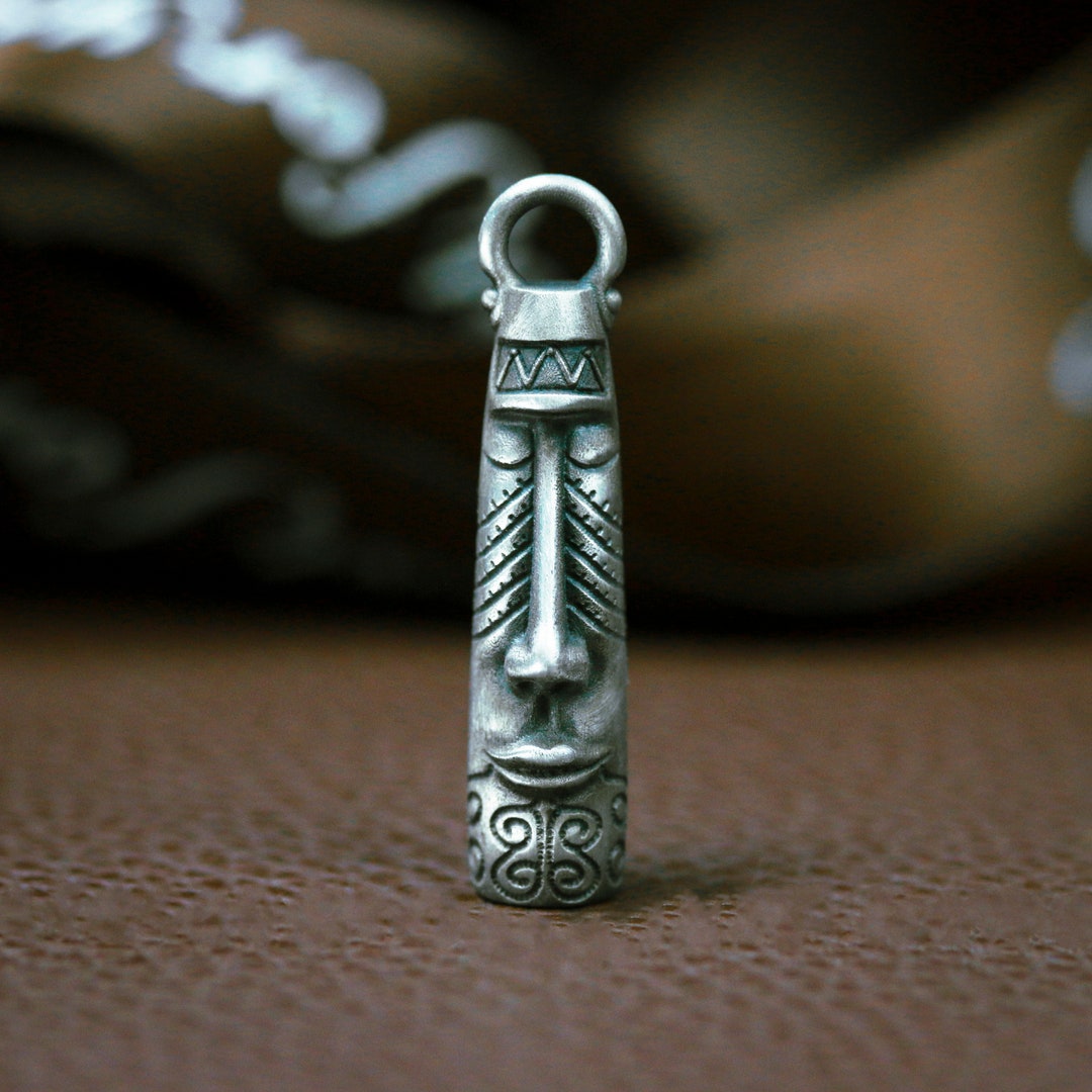 925 Silver Easter Island Moai Statue Combine Indian Element Urn ...