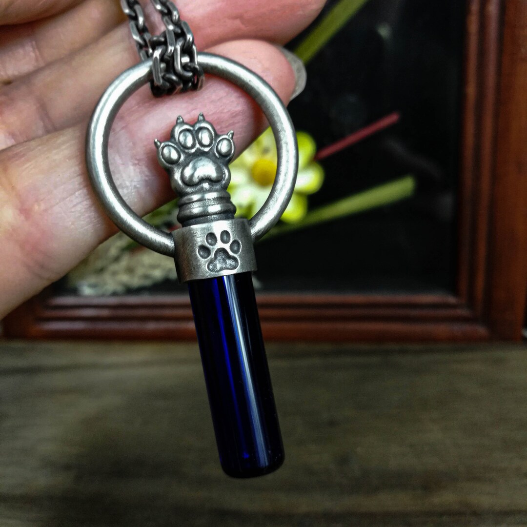 Silver Cats Paw Shape Locket Necklace, Deceased Love Keepsake Jewelry ...