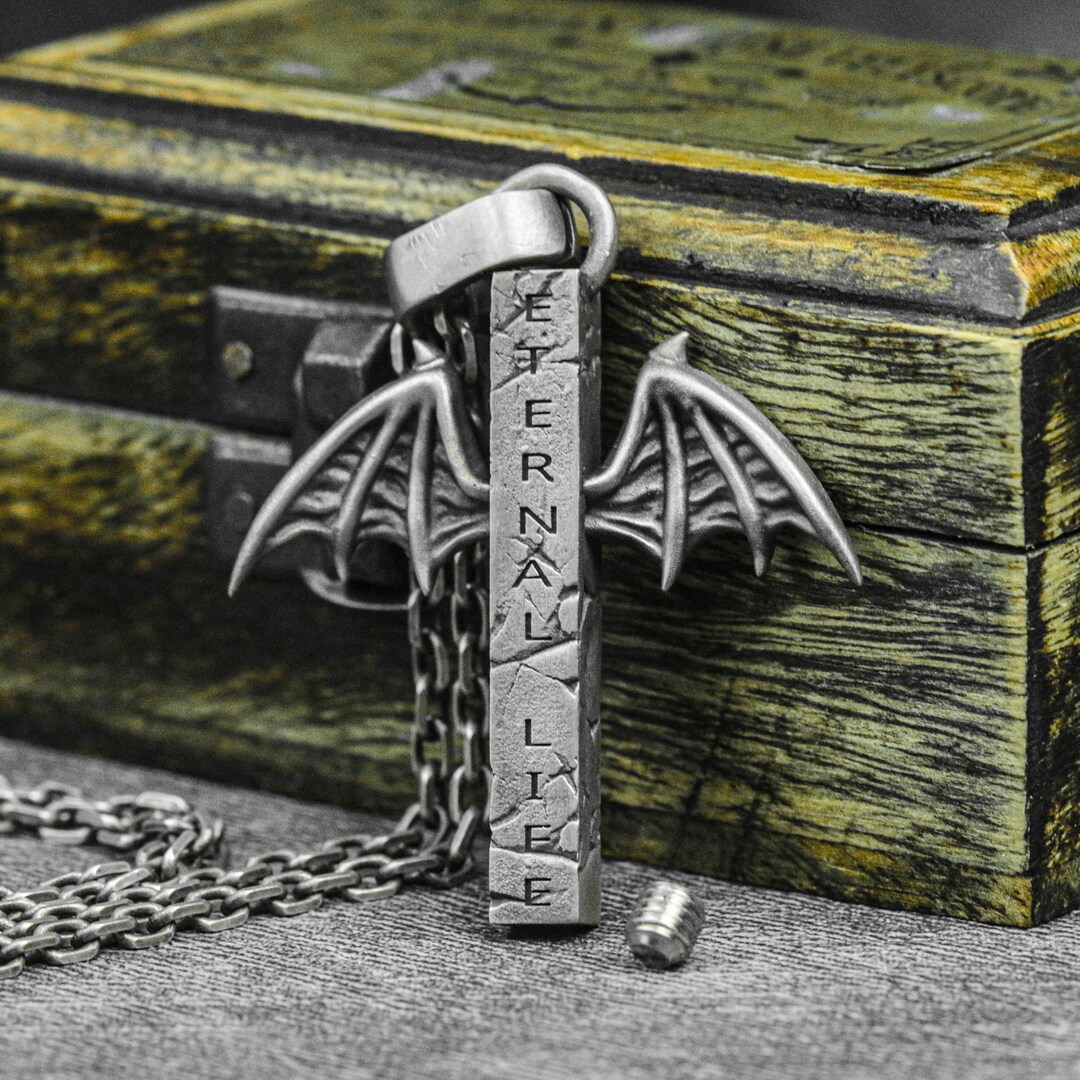 Eternal Life Devil Dragon Wing Urn Necklace, Pet Keepsake, Deceased ...