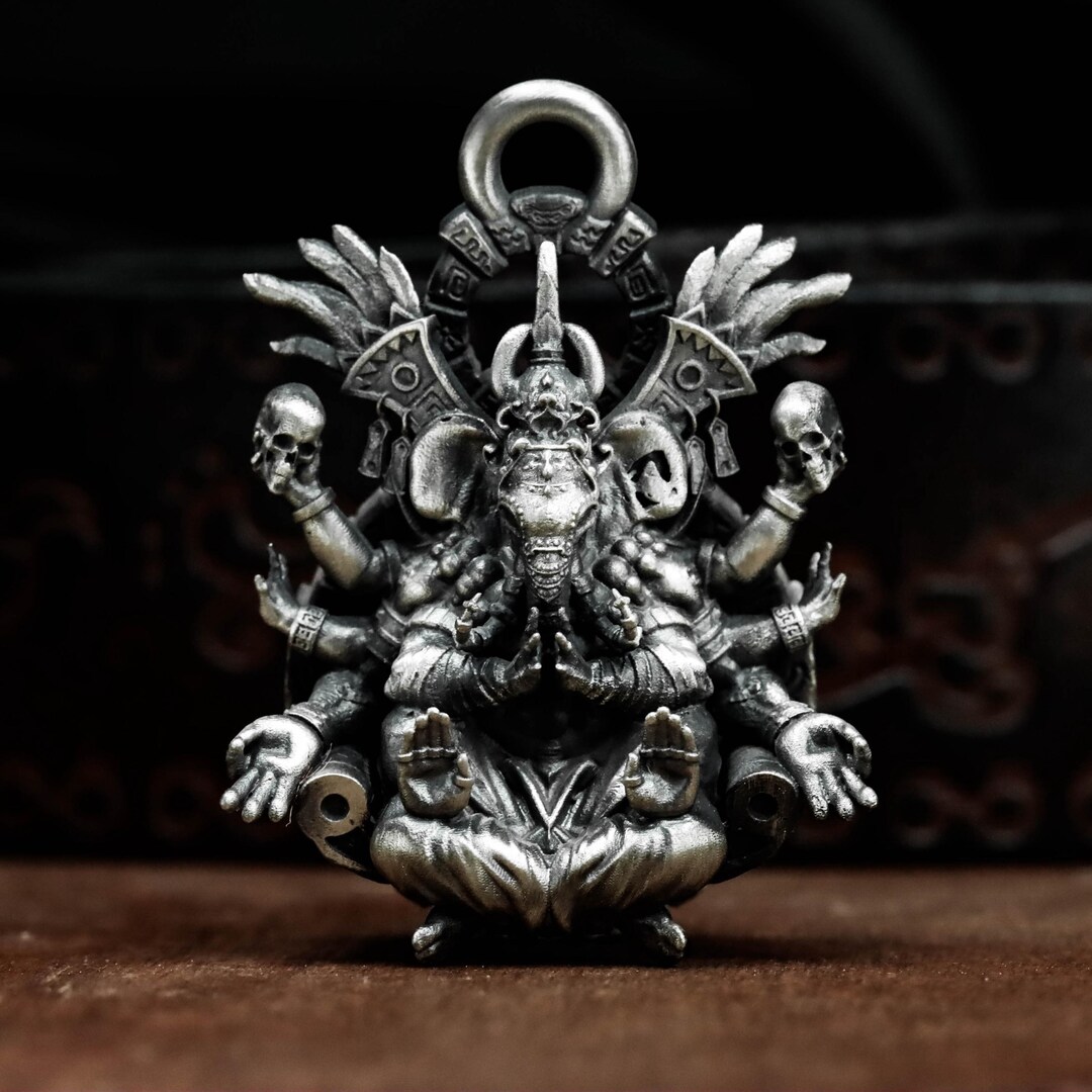 Mayan Indian Eight-armed Elephant God 925 Silver Pendant - Thousand ...