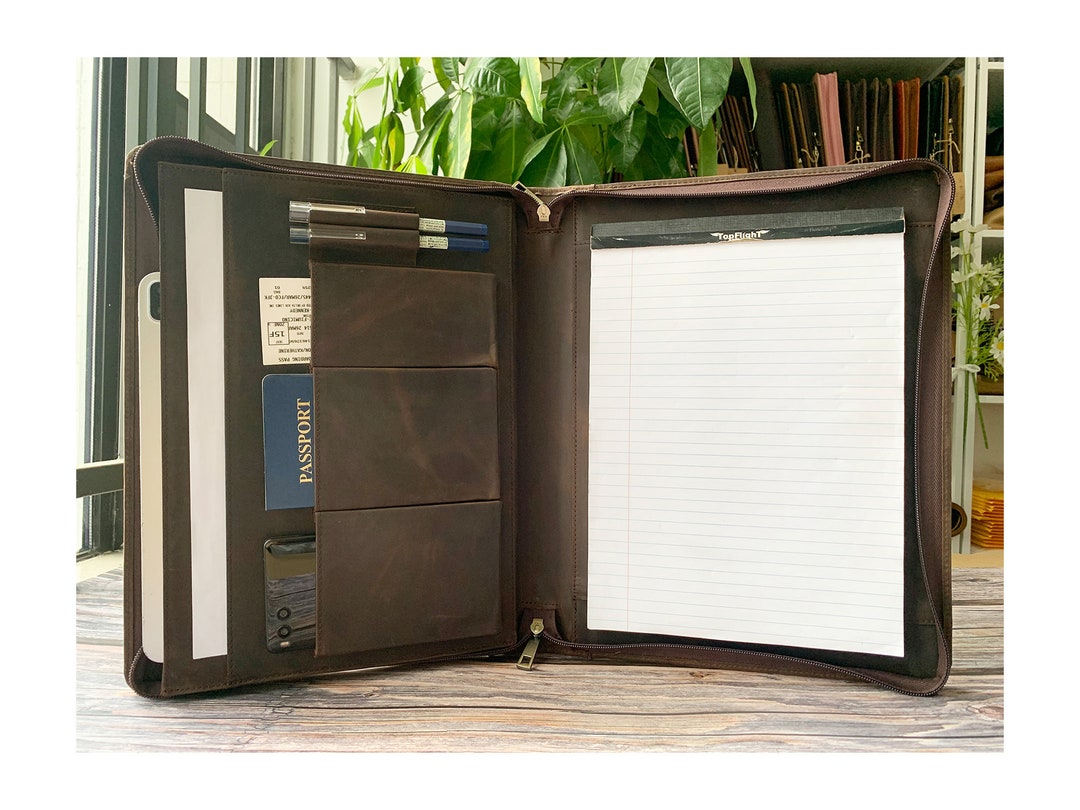 Personalized Leather Padfolio for Men, Leather Padfolio Holder ...
