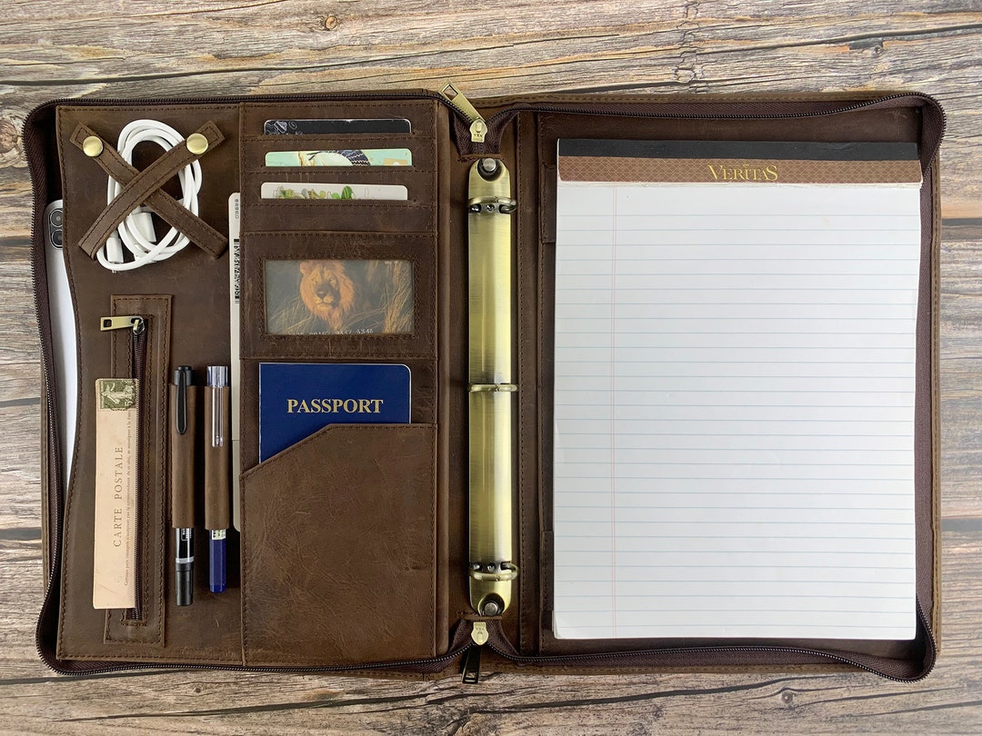 Custom Leather Portfolio for Men, Letter Size Notepad Leather Folder ...