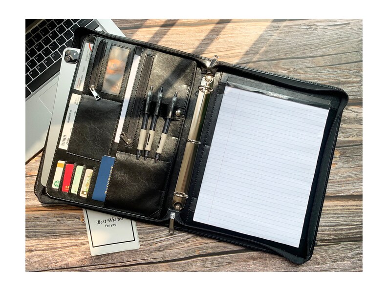 Leather Portfolio for Men, 3 Ring Binder Portfolio, Leather Padfolio ...