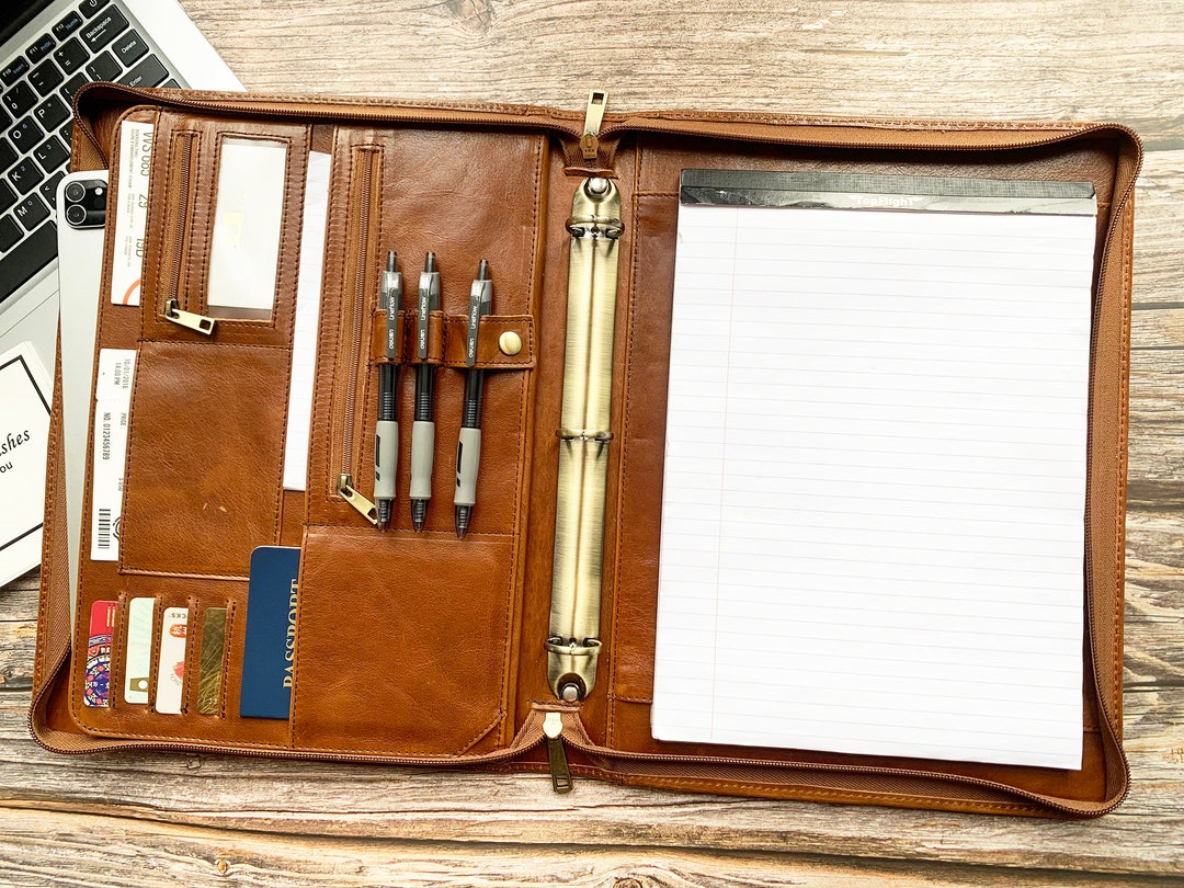 Leather Portfolio With A4 Size Notepad Leather Padfolio for - Etsy