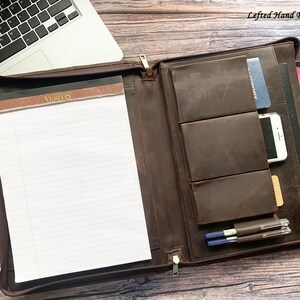 Personalized Leather Padfolio for Men, Leather Padfolio Holder ...