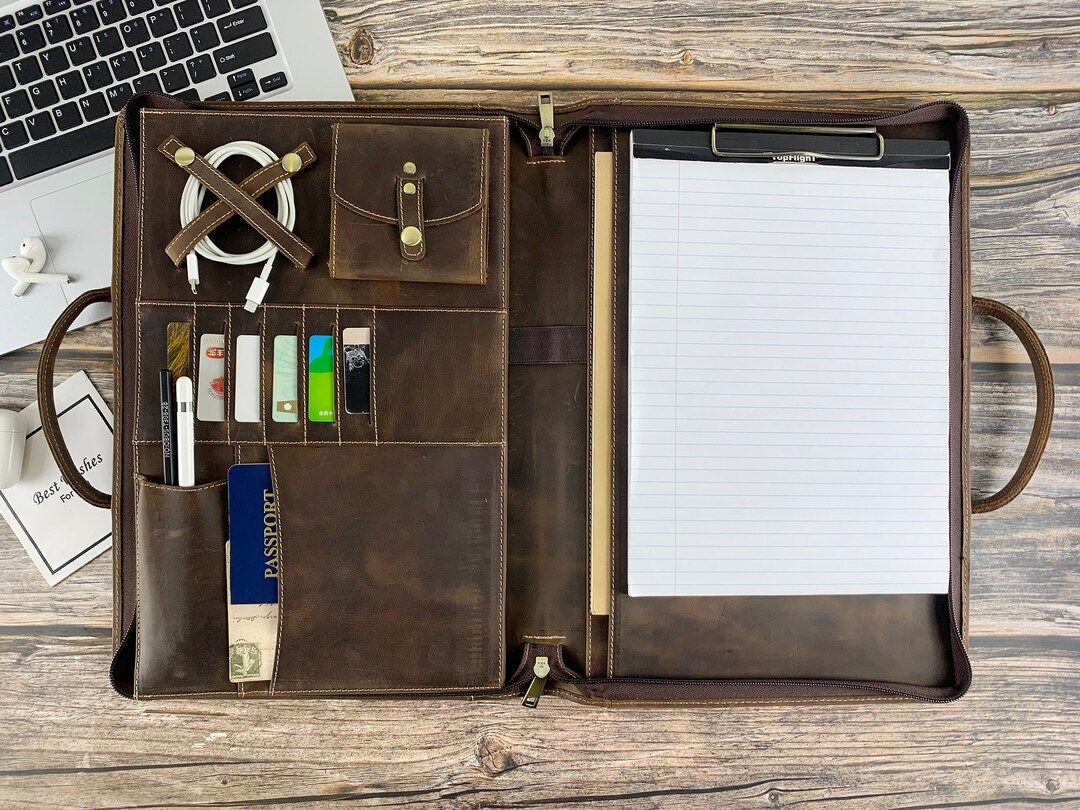 Leather Portfolio for Men Legal Size Notepad Portfolio - Etsy