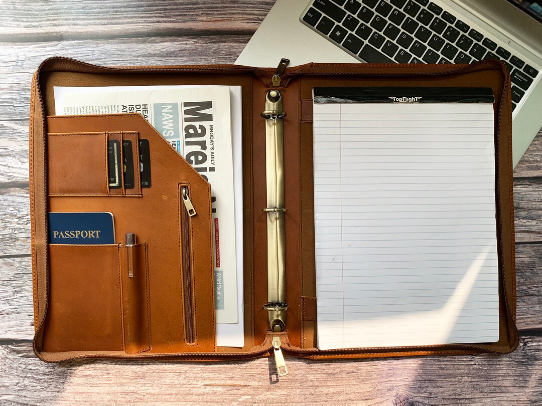Personalized Leather Portfolio for Men Portoflio With 3 Ring - Etsy