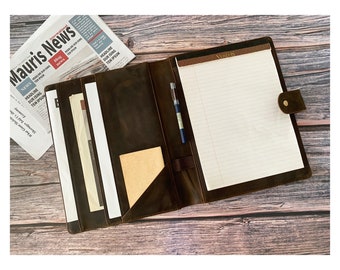 Personalized Black Leather Portfolio - Etsy