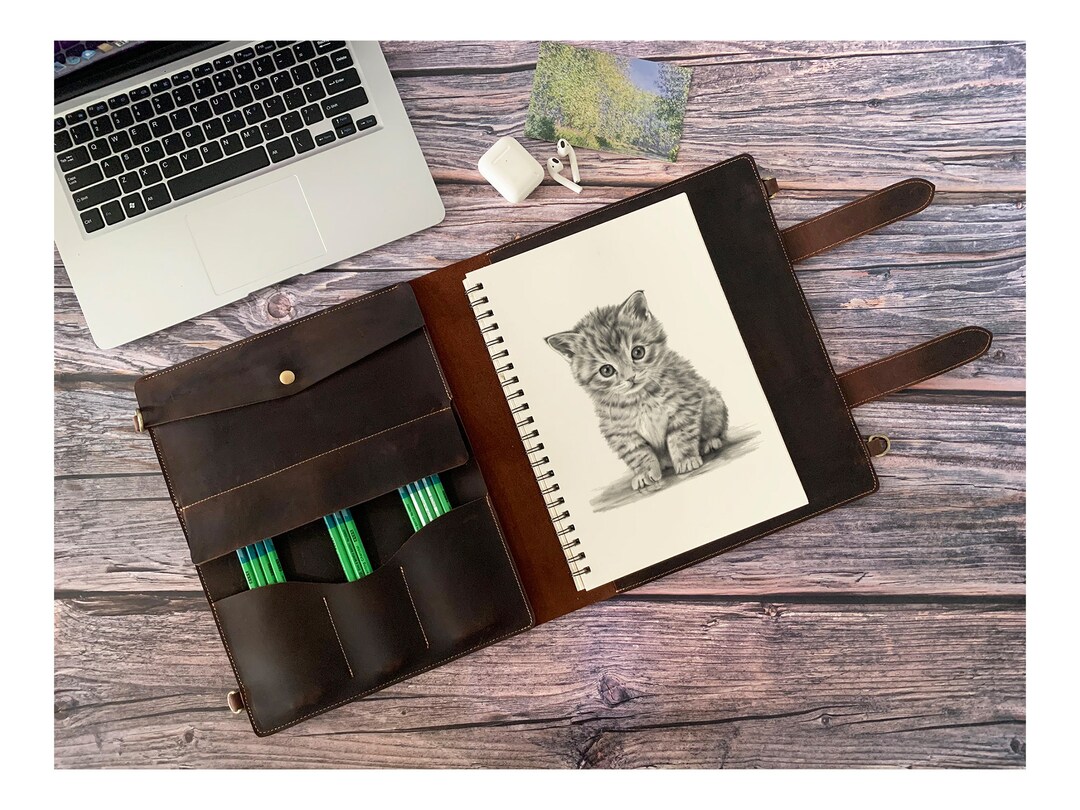 Personalized Drawing Sketchbook Cover for Artists, Leather Artist ...