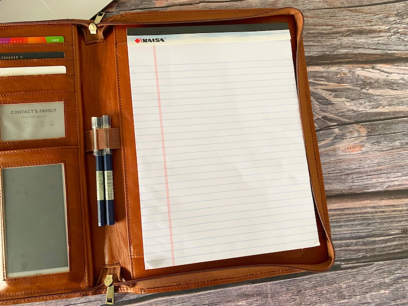 Leather Portfolio for Men A4 Size Notepad Folder With Custom - Etsy
