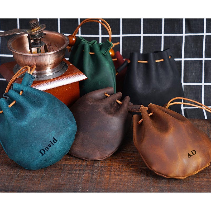 Leather Drawstring Pouch - Etsy