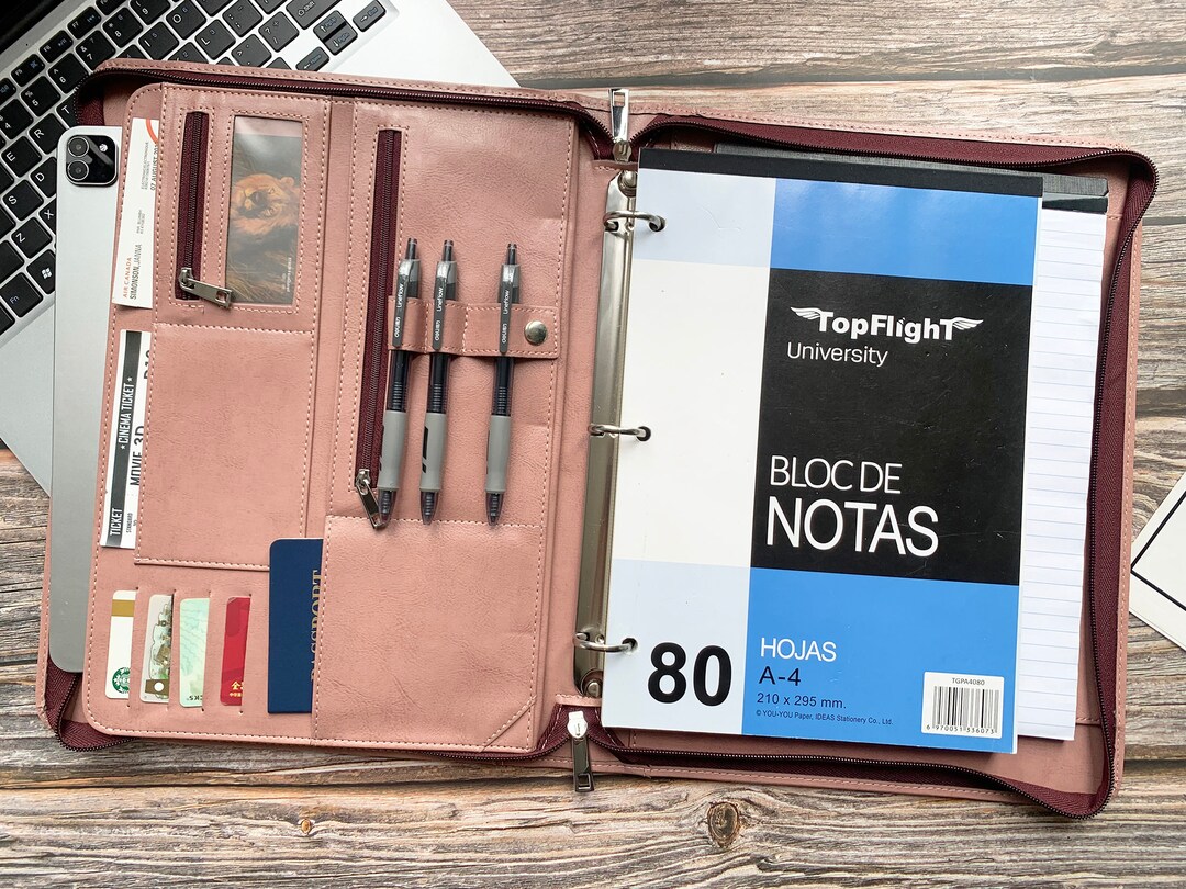 Pink Leather Portfolio for Women 3 Ring Binder Portfolio - Etsy