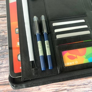 Full Grain Leather Portfolio With A4 Notepad, Business Organizer Folder ...