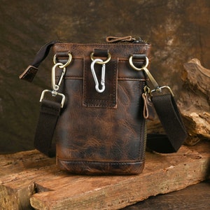 Genuine Leather Sling Bag for Men, Samll Leather Crossbody Bag, Leather ...