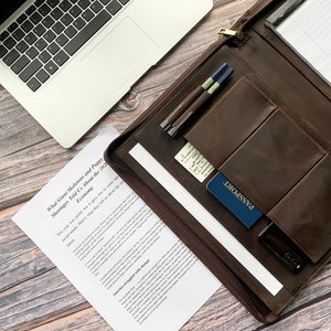 Personalized Leather Padfolio for Men, Leather Padfolio Holder ...