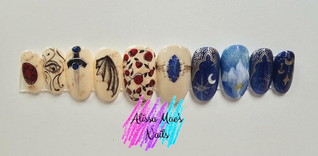ACOTAR Press on Nails, Book Themed Nails, Star Fall Press on Nails ...