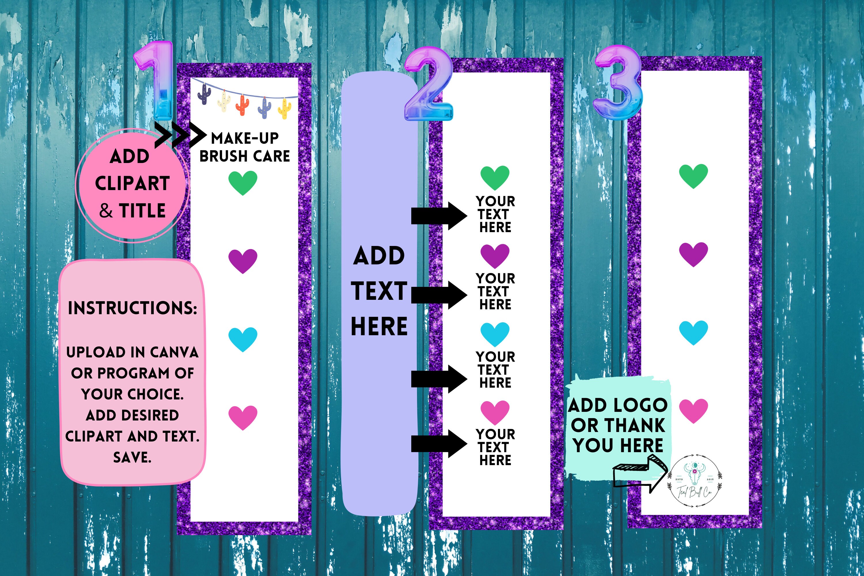 Blank Editable Template to Create Package Inserts, Wristlet, Makeup ...