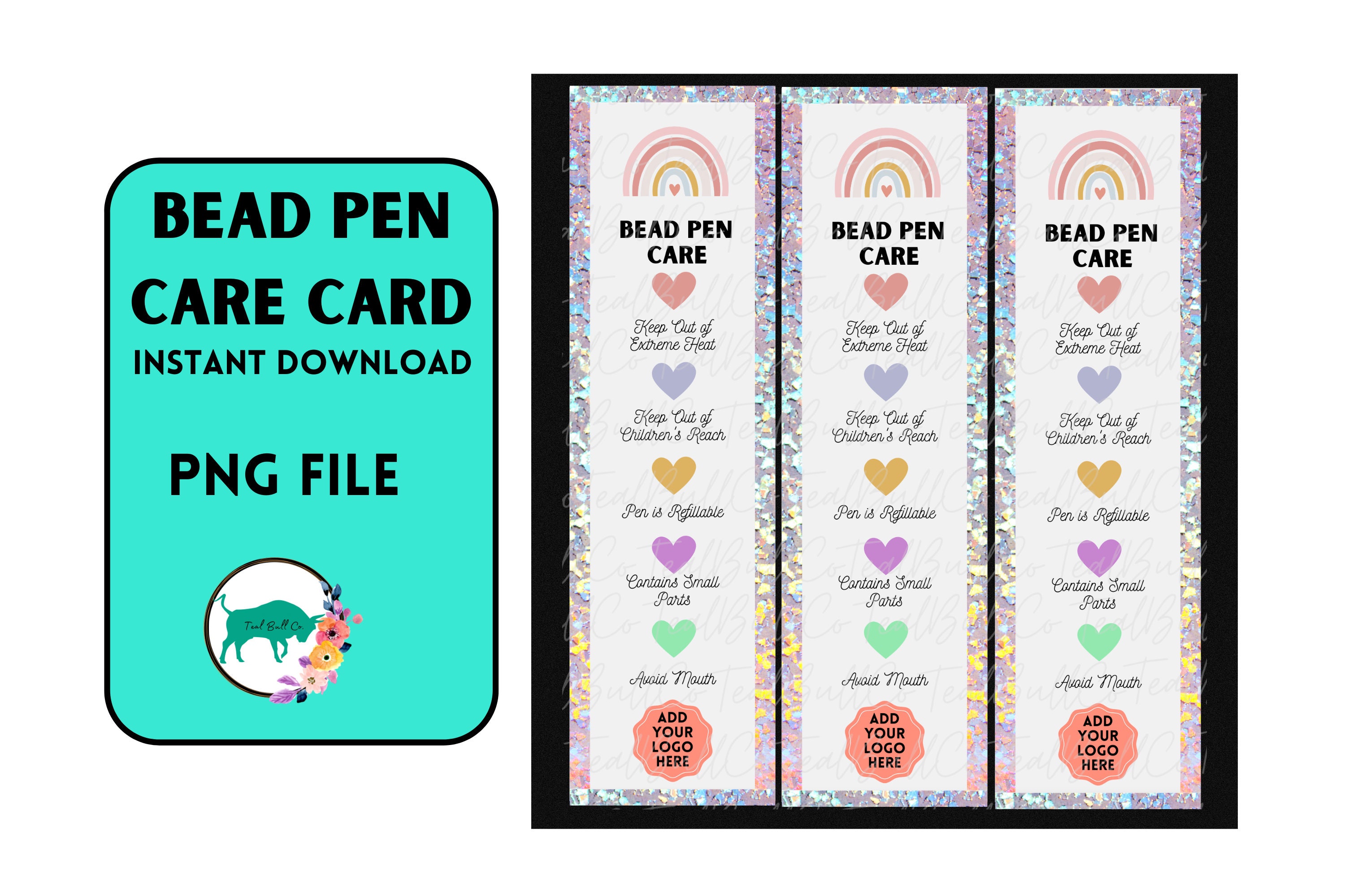 Bead Pen Care Card PNG File, Instruction Card, Package Insert - Etsy