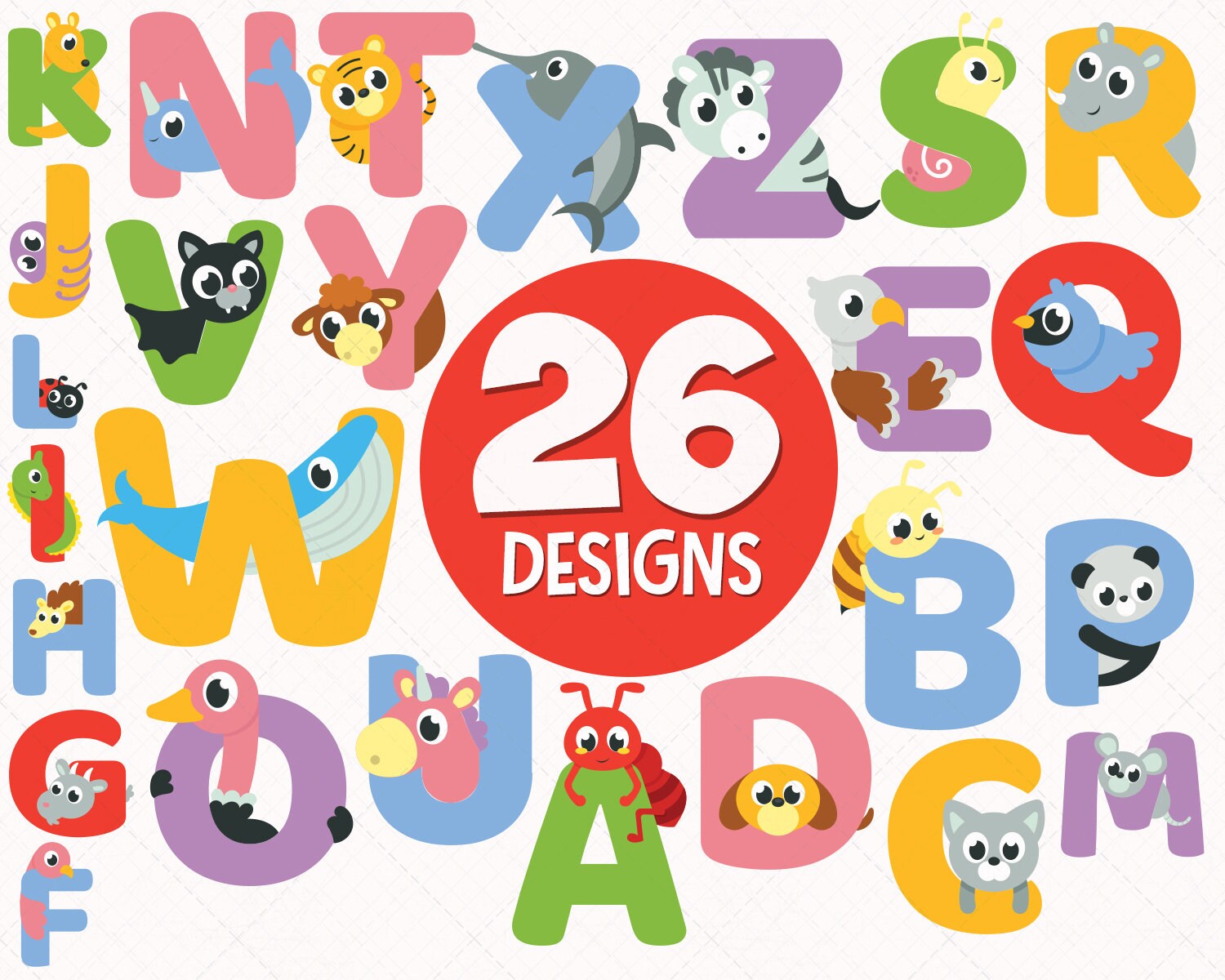 digital download vector alphabet dxf print Animal alphabet svg cut file ...