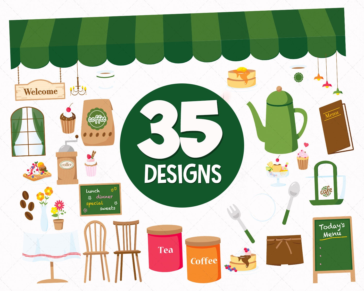 35 Cafe Elements SVG Cafe Clipart Cafe Illustration Cafe - Etsy Australia