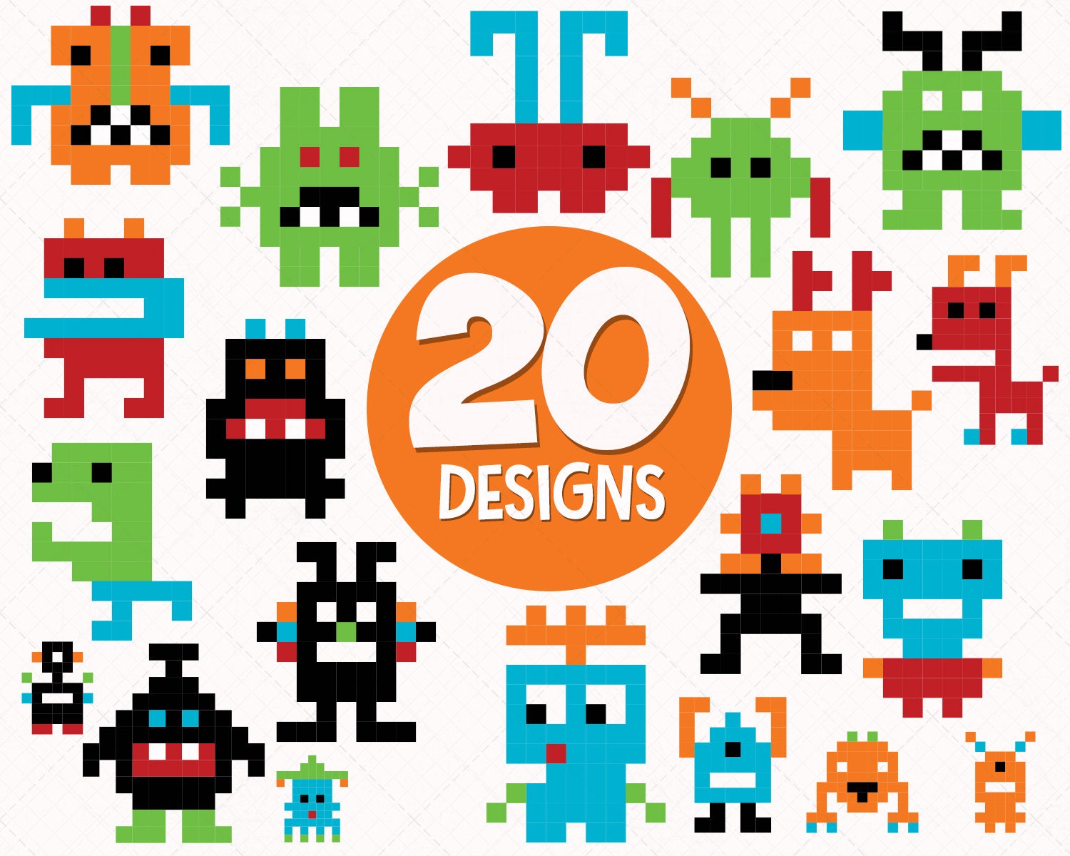 20 Pixel Invader SVG Pixel Invader PNG Pixel Invader Vector | Etsy