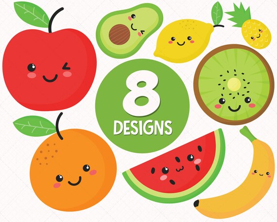 Cute Fruit Kawaii Fruit Clipart Strawberry Apple, 47% OFF