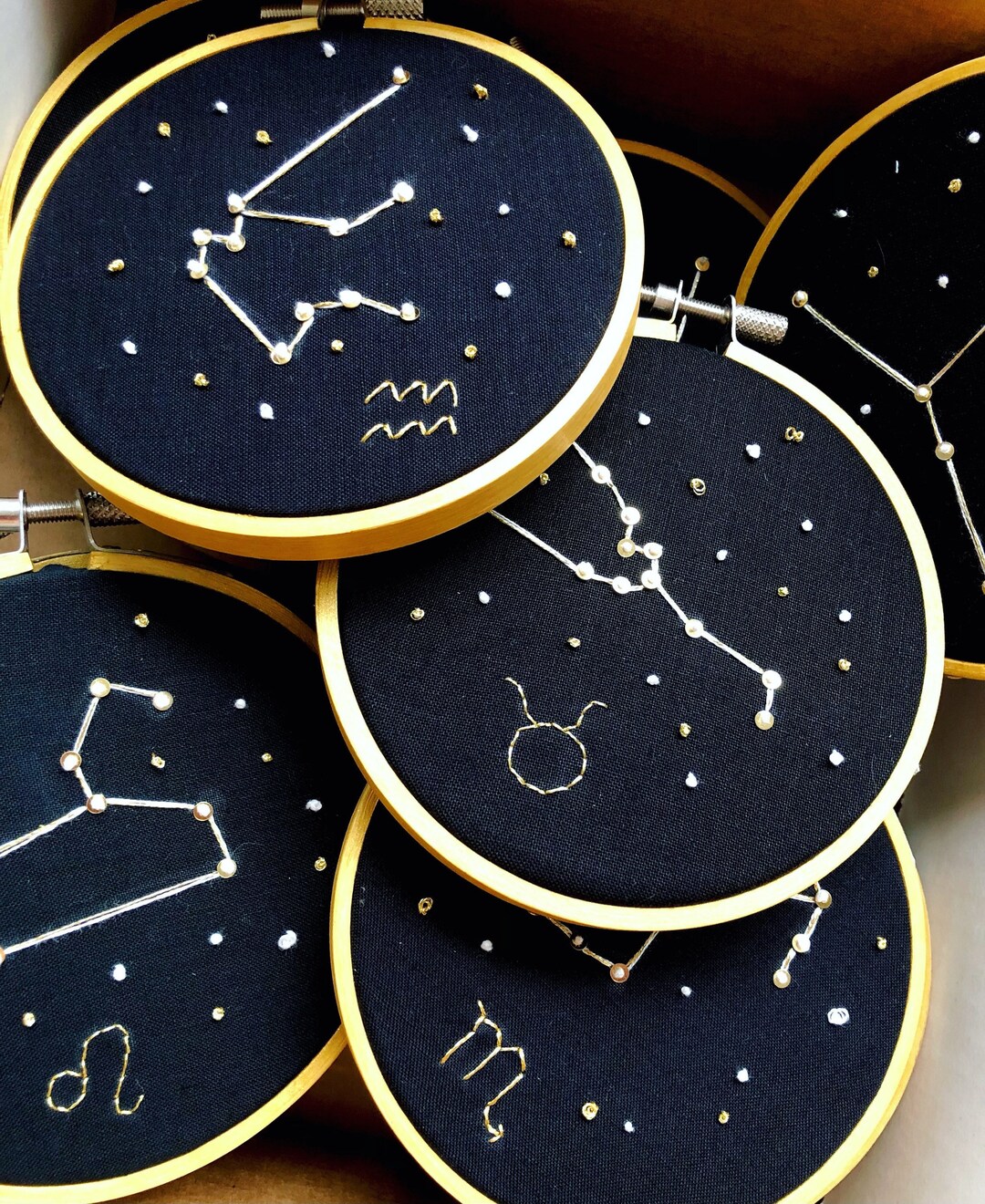 Zodiac Constellations 4 Inch Finished Embroidery Hoop, Astrology ...