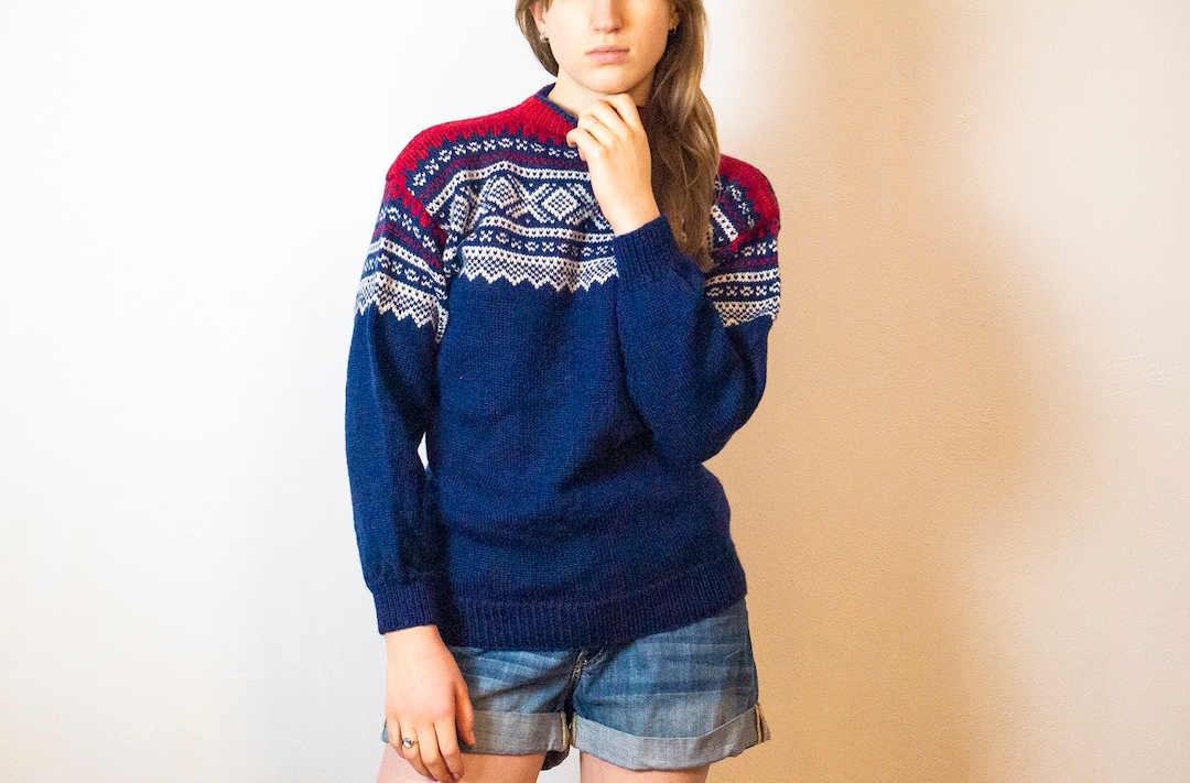 Handmade Wool Pullover From 90s / Wool Sweater / Vintage Colorful ...