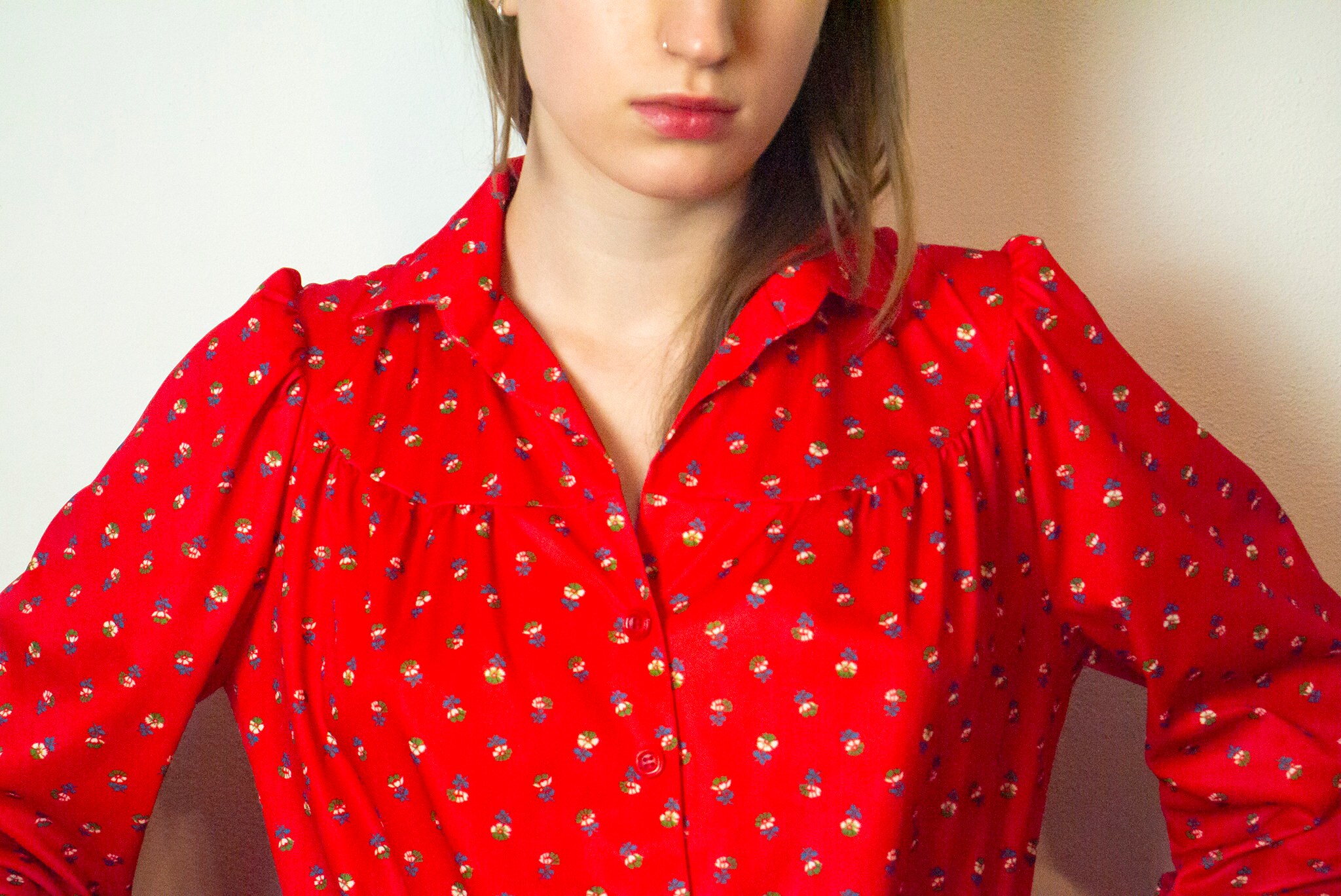 Vintage 70s Preppy Red Dress / Hand Sewn Dress With a Collar / - Etsy