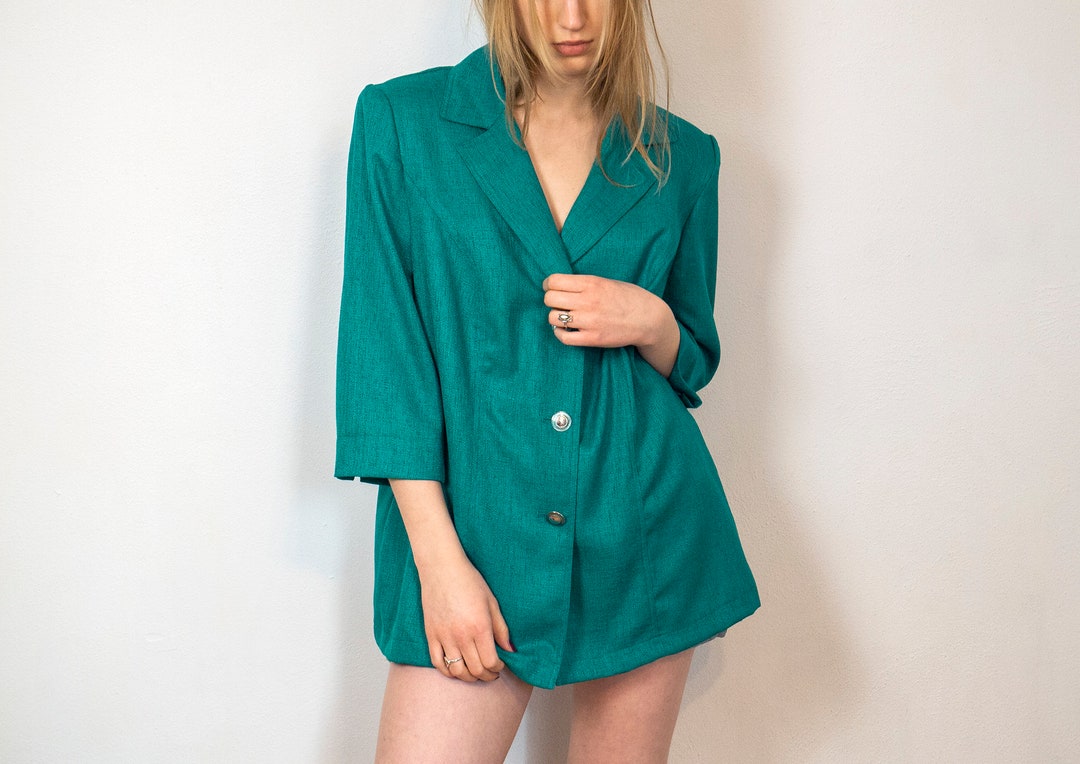 Vintage Green Jacket From Germany / 90s Retro Jacket With Decorative ...