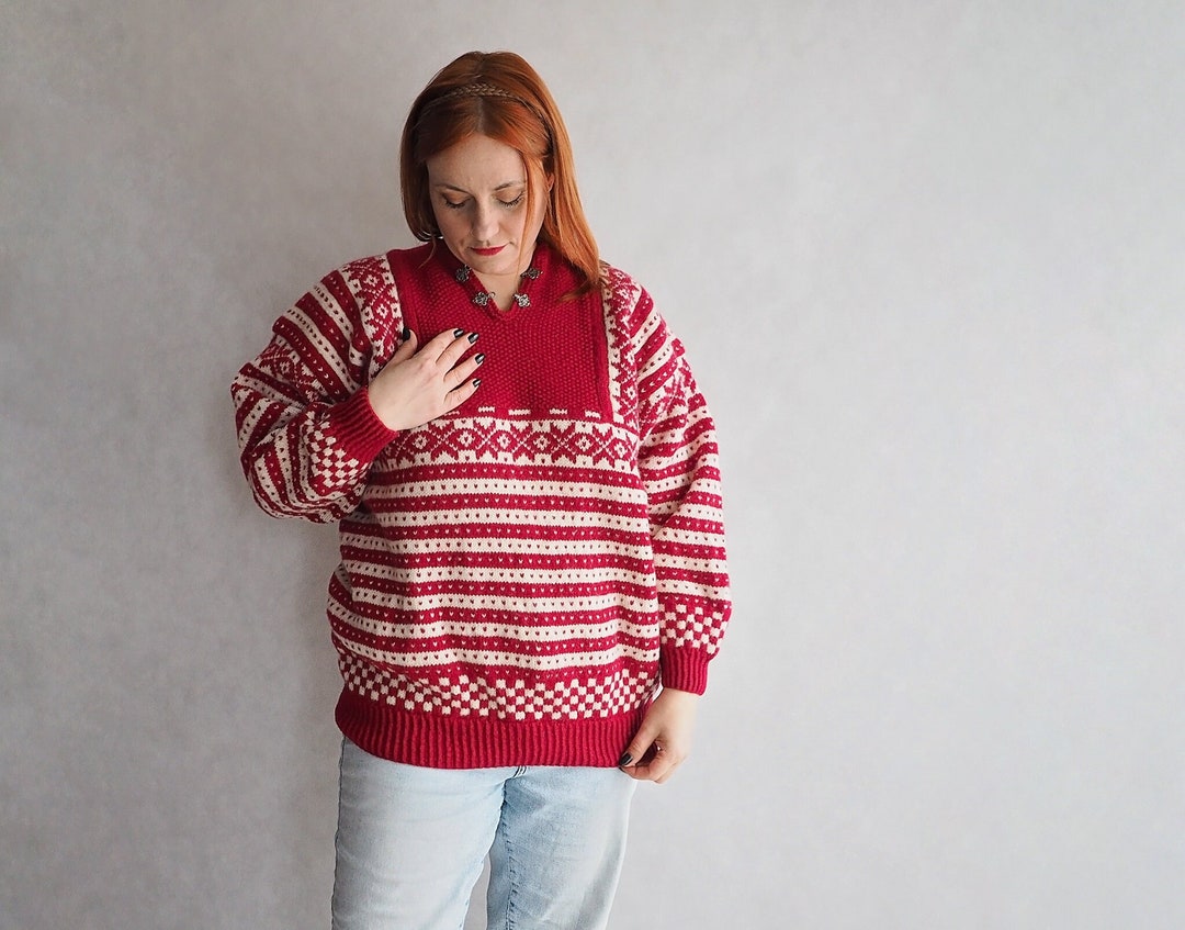 Handmade Vintage Wool Pullover From 80-90s / Warm Wool Sweater Made in ...