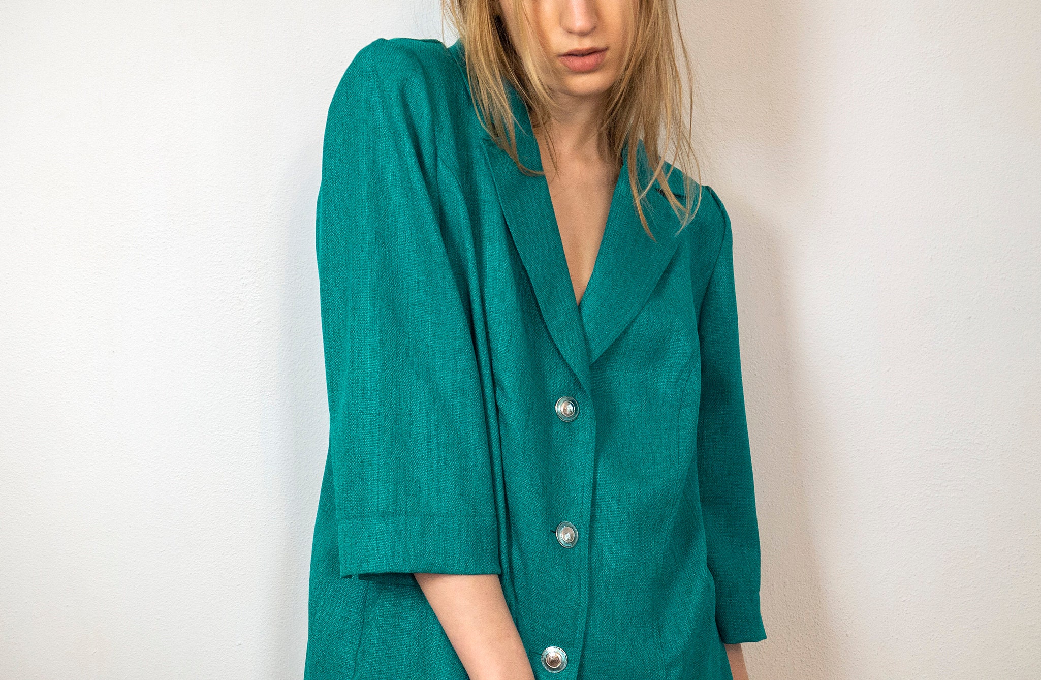 Vintage Green Jacket From Germany / 90s Retro Jacket With Decorative ...