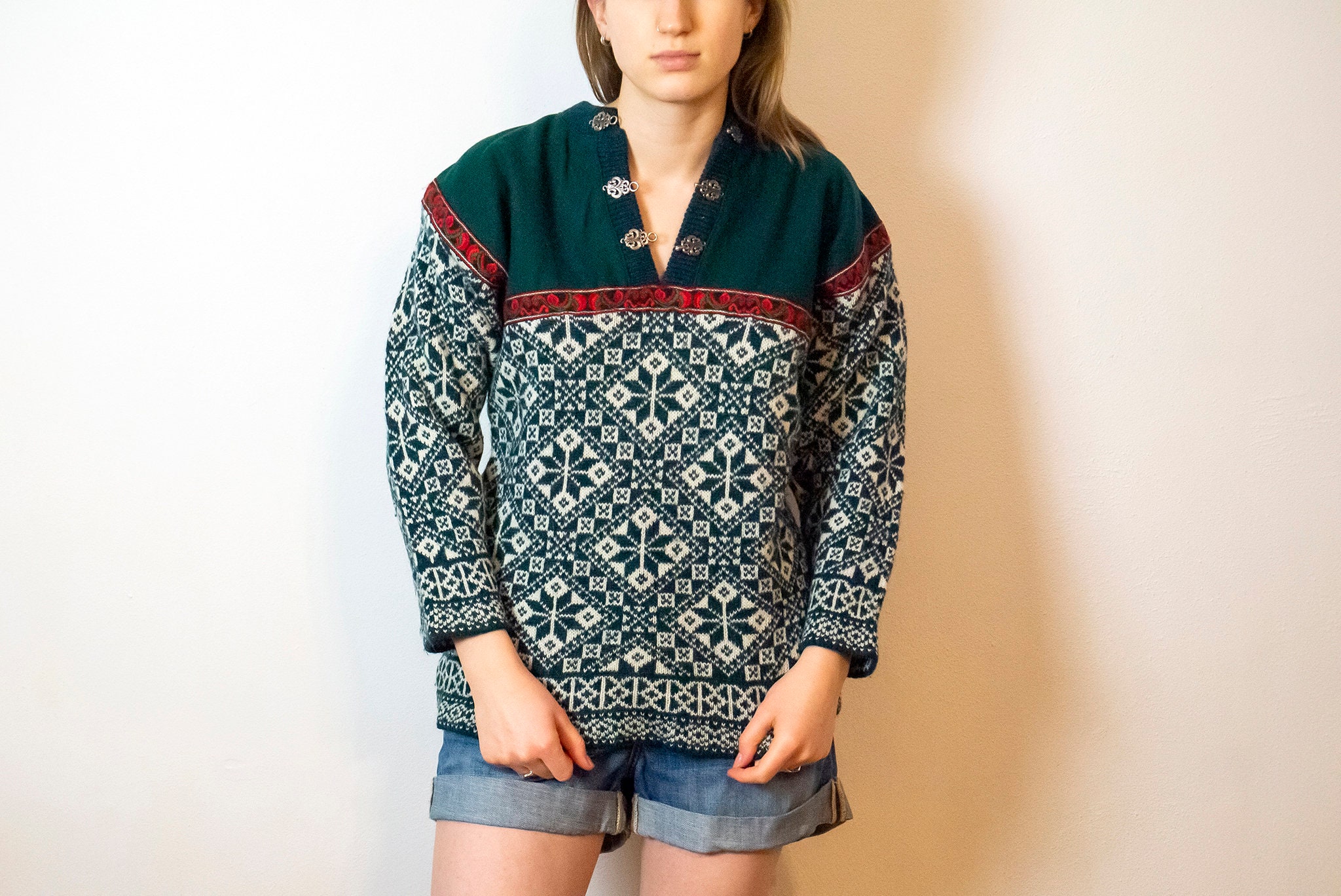 BOUVIAC Vintage Sweater From Norway / Green Wool Pullover From - Etsy UK