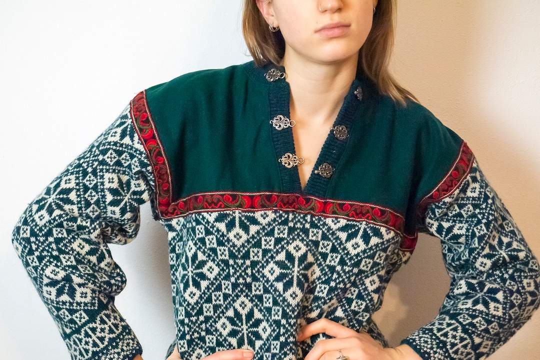 BOUVIAC Vintage Sweater From Norway / Green Wool Pullover From - Etsy UK