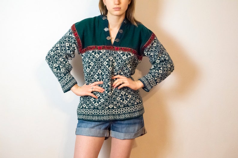 BOUVIAC Vintage Sweater From Norway / Green Wool Pullover From - Etsy UK