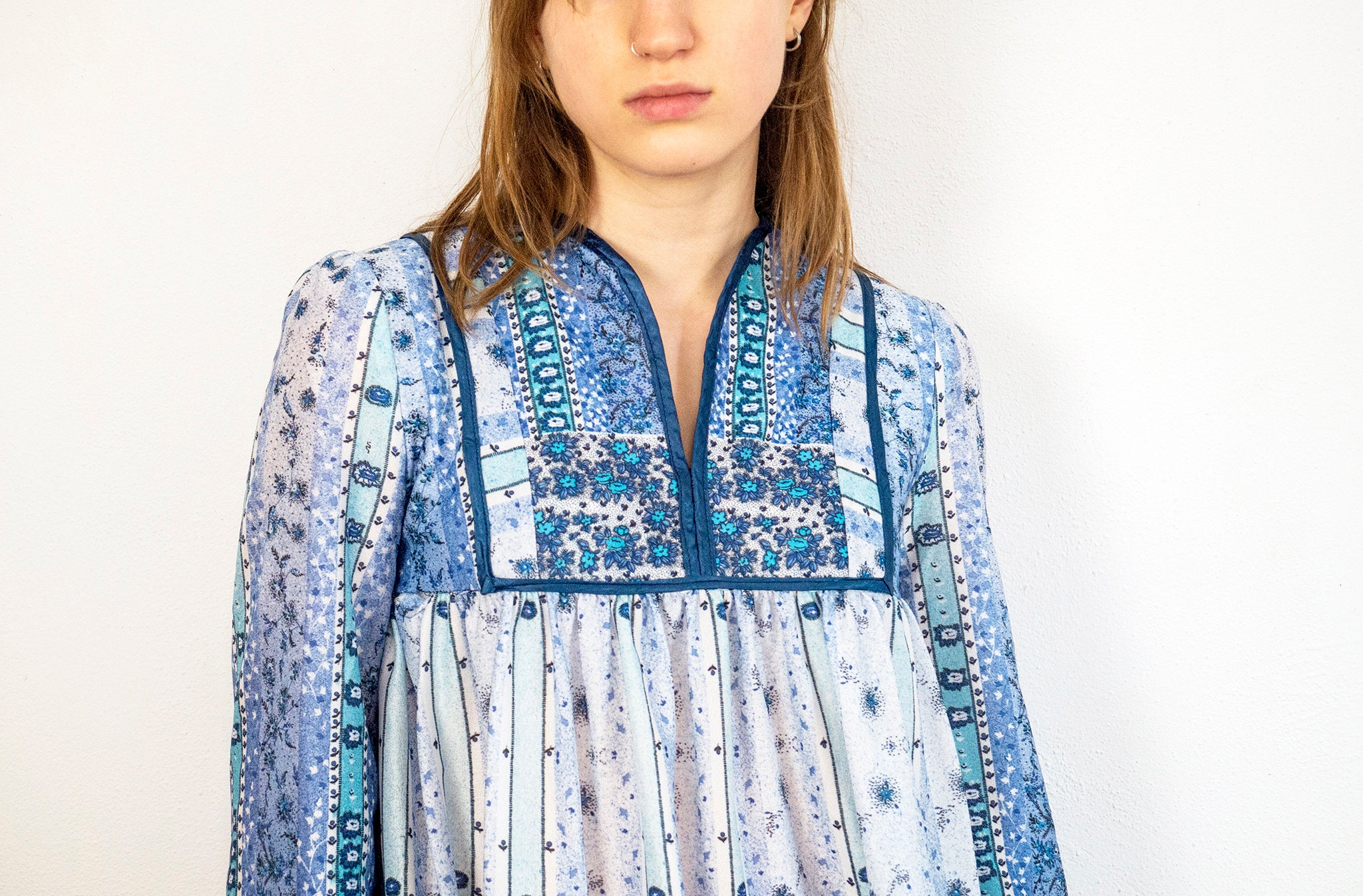 Lovely Blue 90s Dress From England / Retro Dress With Puff - Etsy