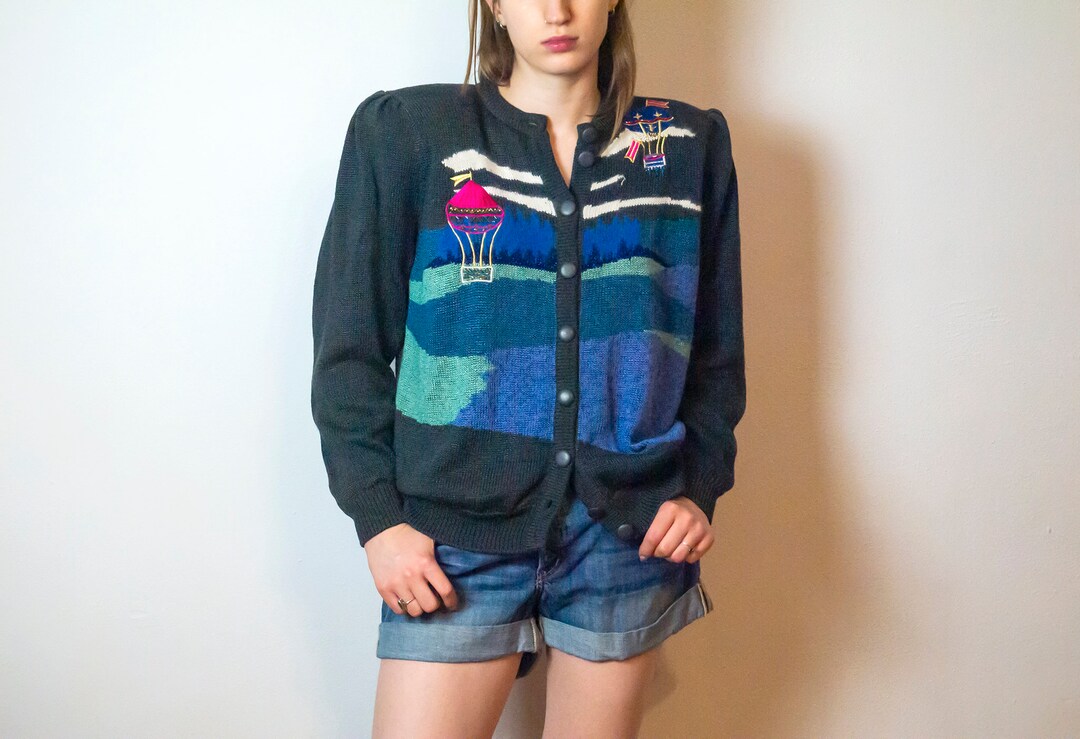 Vintage Sweater With Puff Sleeves / Angora Sweater From the 90s / Retro ...