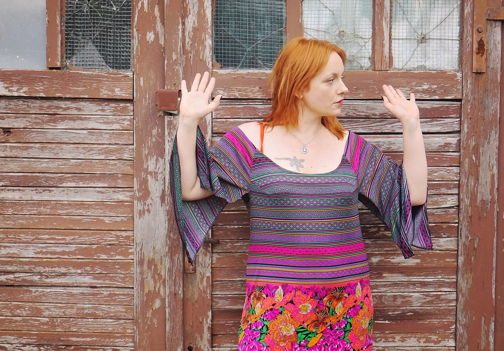Vintage Colorful Dress From the 70s / Floor-length Dress With Wide ...
