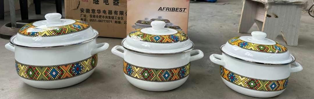 Ethiopian Traditional Art Enamel Cookingware Set 3pcs Telet Design - Etsy