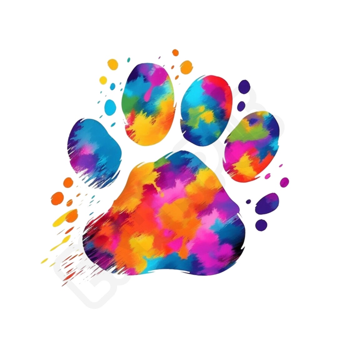 Watercolor Paw Print Designs: Sublimation PNG Bundle (digital Download ...