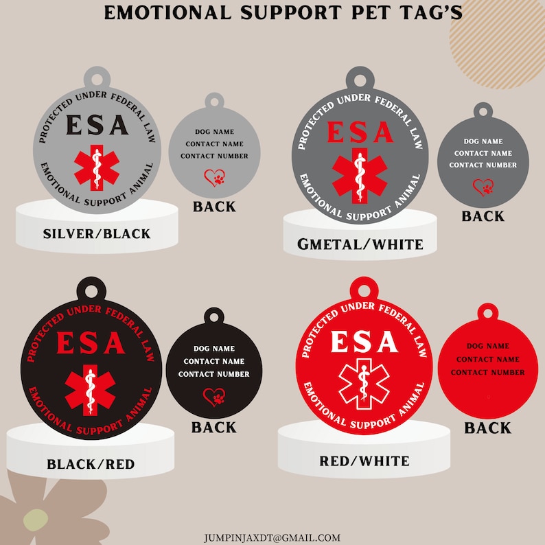 ESA Pet ID Tag: Aluminum Emotional Support Animal Tag - Etsy
