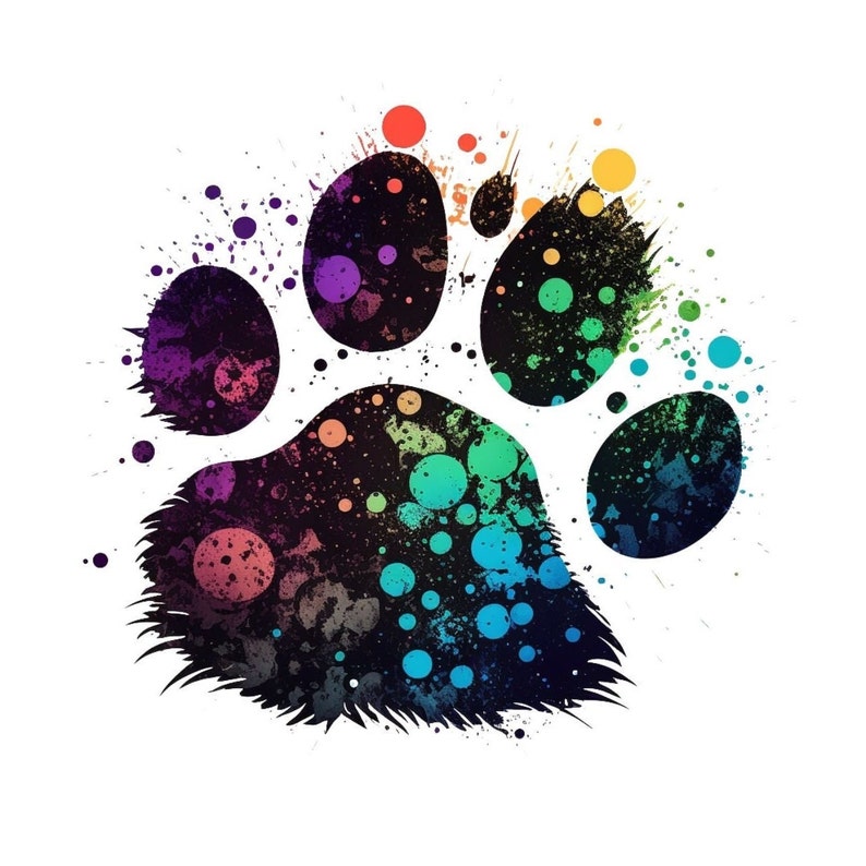 Colorful Paw Print PNG: Sublimation Design (commercial Use) - Etsy