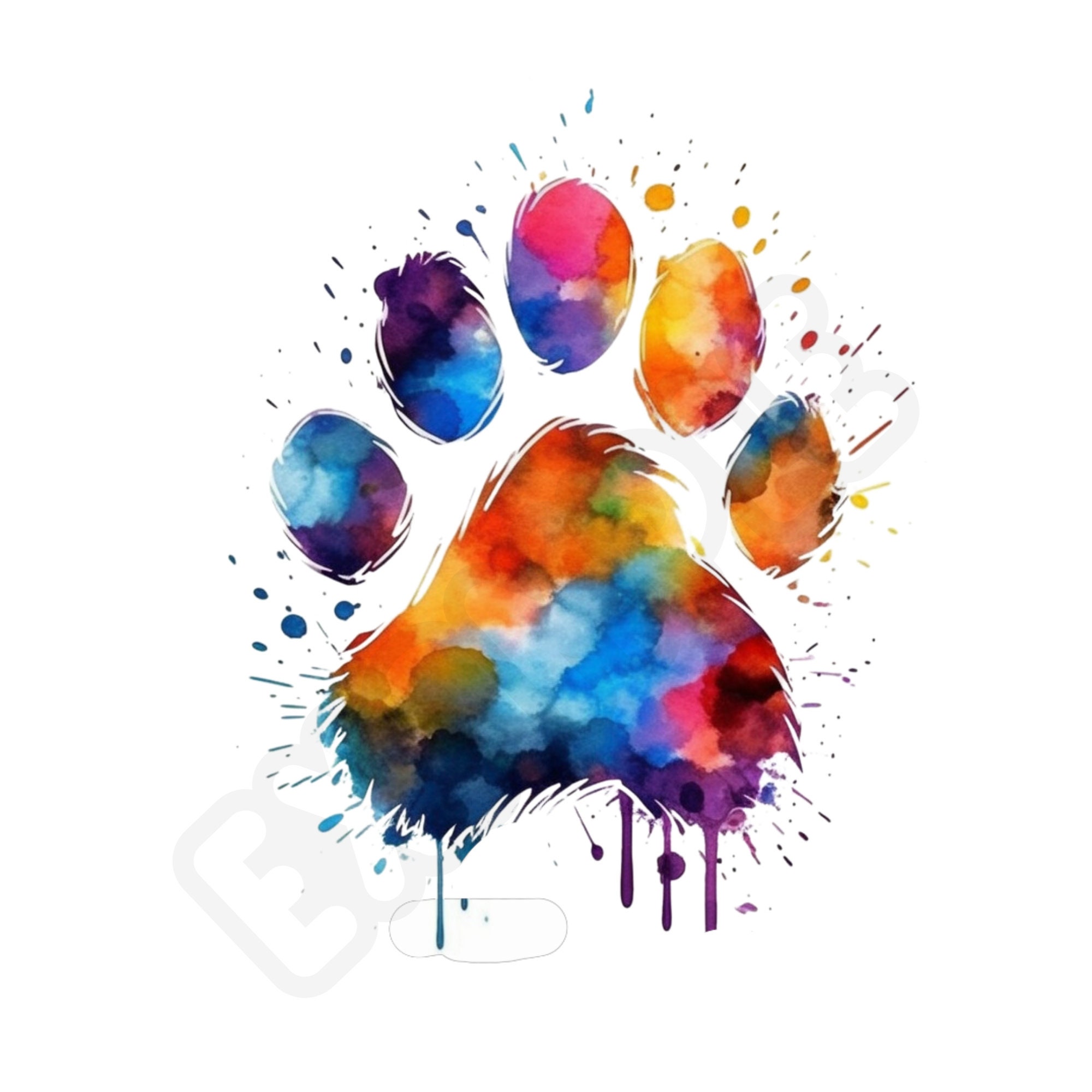 12 Watercolor Paw Print Digital Download , Bundle of 12, Tumbler Paw ...