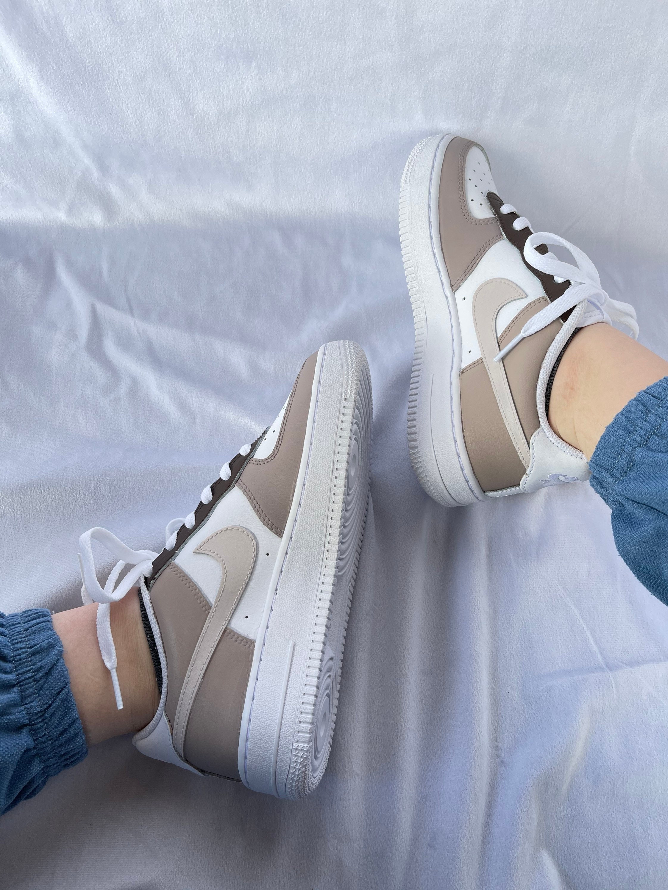 Brown colourblock Air Force 1s | Etsy