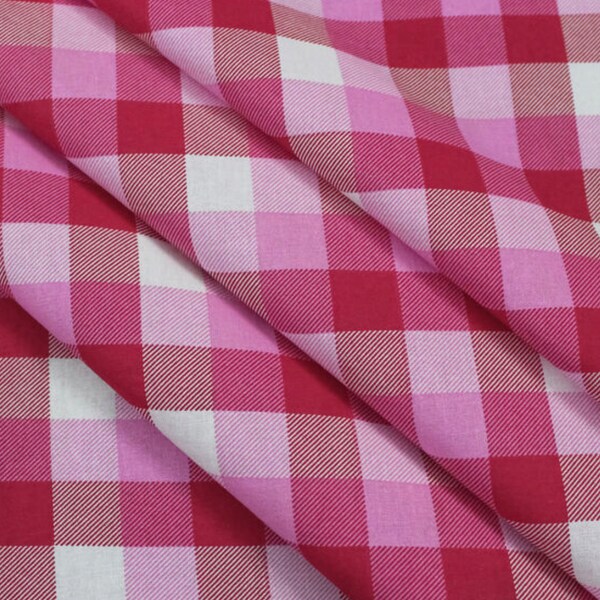 Red and White Buffalo Check Fabric - Etsy