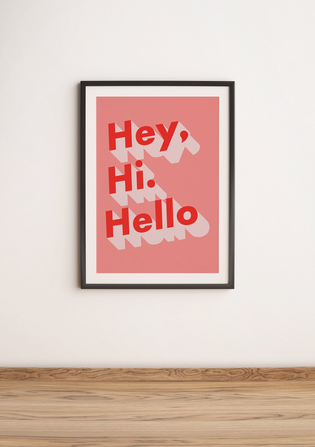 Hey Hi Hello Art Print Typography Art Hello Poster - Etsy