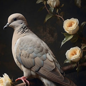 Antique Dove Painting | Dark Academia PRINTABLE Wall Art | Vintage ...