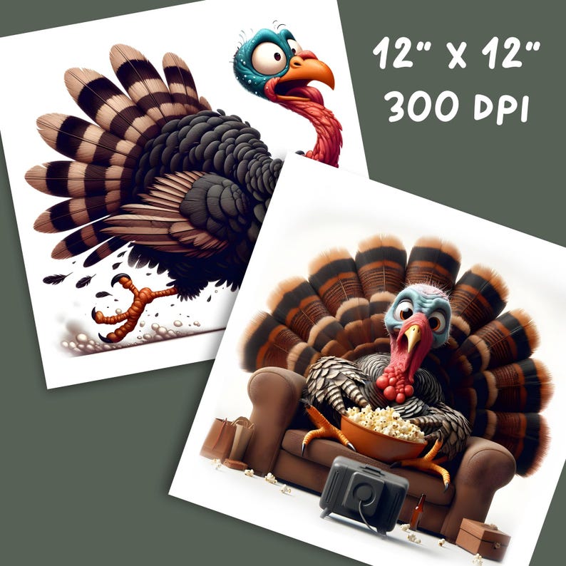 15 Quirky Thanksgiving Turkey Clipart Fun Holiday Digital Download 300 ...